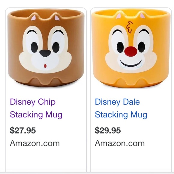 Disney | Kitchen | Disney Store Chip And Dale Stacking Mugs Set Of 2 ...